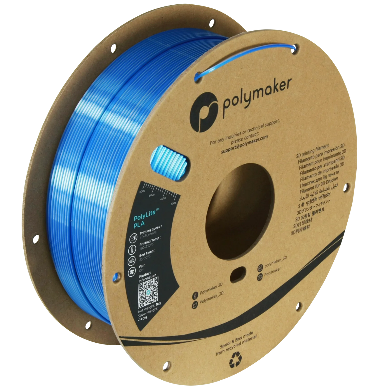 Polymaker PolyLite Dual Silk PLA - Beluga - Silver / Blue– Ultimate 3D Printing Store