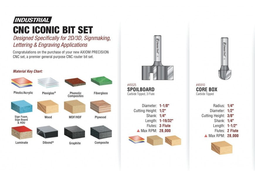 U3DPS | Axiom 9pc | Spektra Coating CNC Bit Set– Ultimate 3D Printing Store