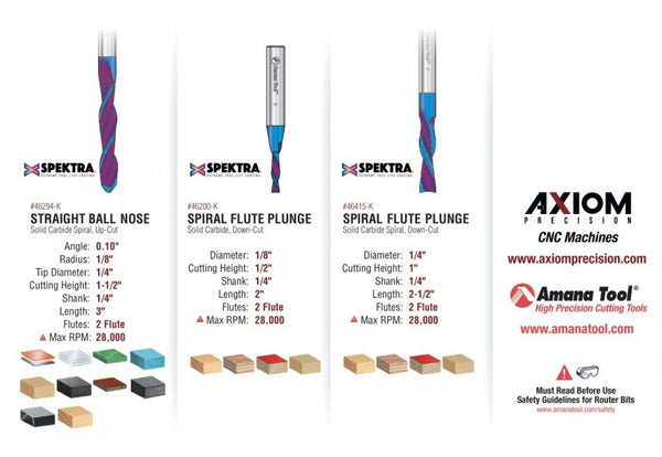 U3DPS | Axiom 9pc | Spektra Coating CNC Bit Set– Ultimate 3D Printing Store